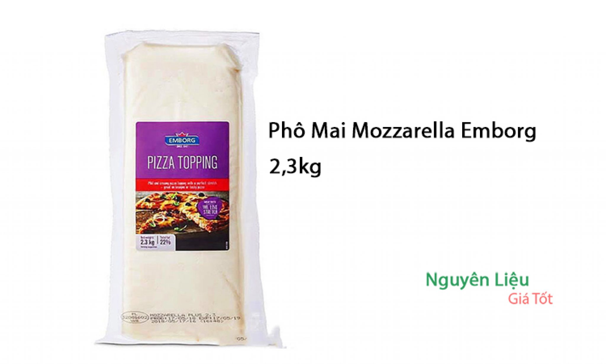 Phô mai Mozzarella Emborg tảng 2,3kg chỉ giao HN và HCM